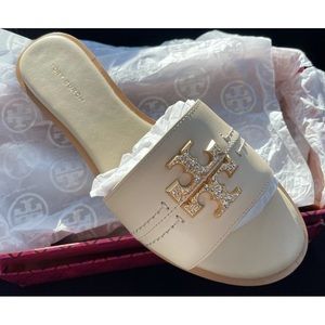 Tory Burch | Shoes | Nib Tory Burch Everly Slide Sandals Calf Leather ...